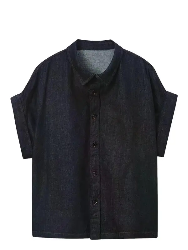 Y’s Cuffed-sleeve Denim Shirt - Blue