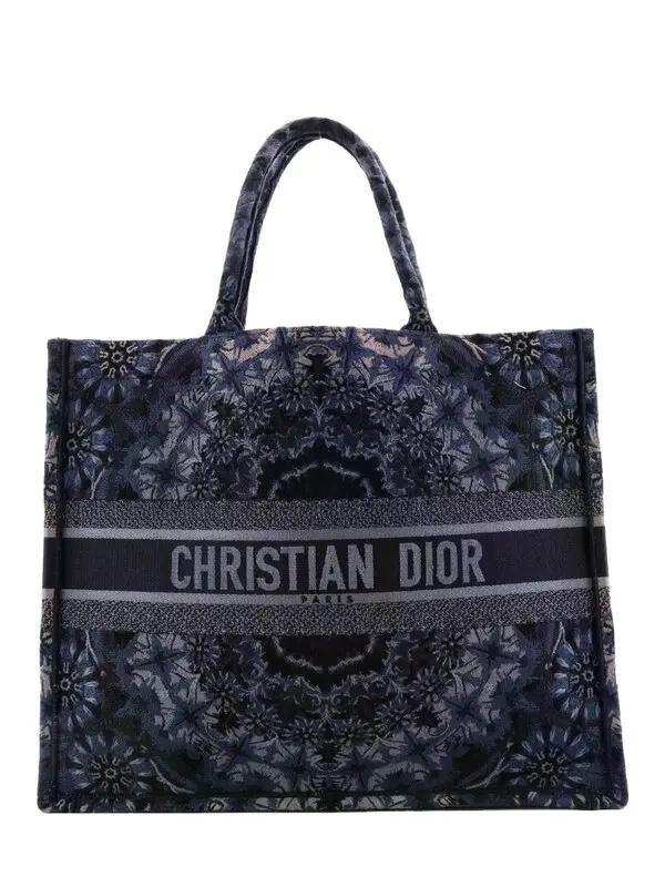 Dior Book Embroidered Canvas Large Tote Bag - Blue