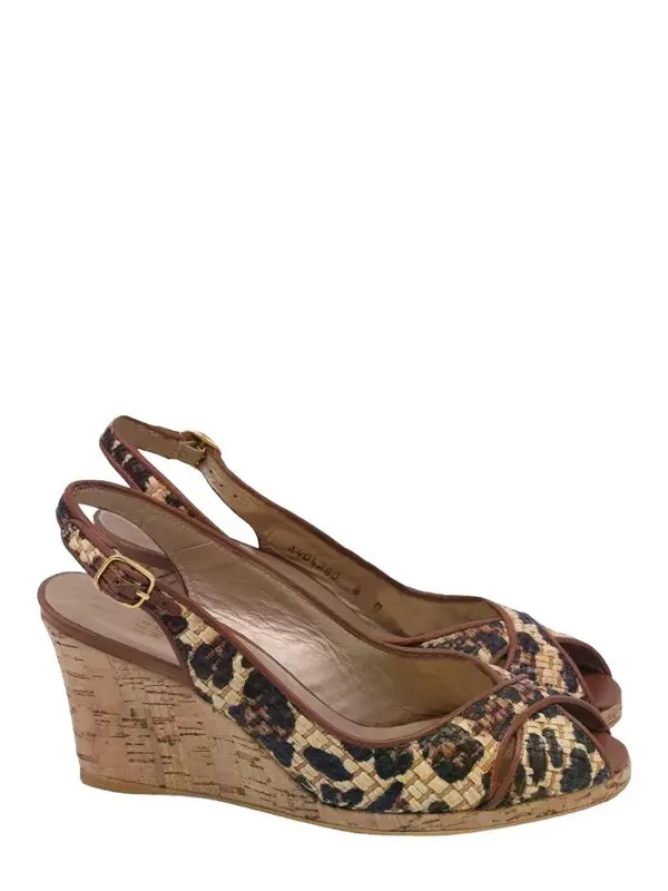 STUART WEITZMAN Animal-print Wedge Sandals - Brown