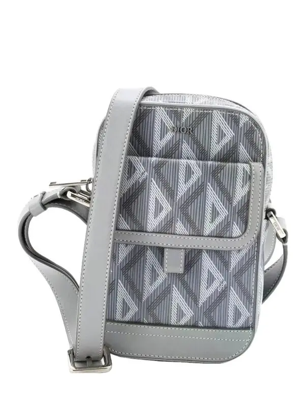 Dior Hit The Road Messenger Bag Cd Diamond Coated Canvas And Leather Crossbody Bag - Grey