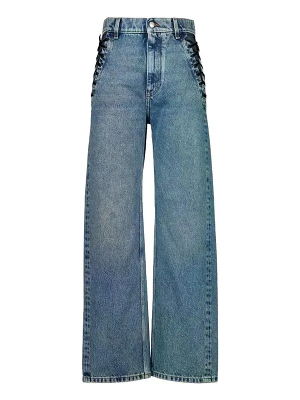 Stella McCartney Wide-leg Jeans With Lace-up Detail - Blue