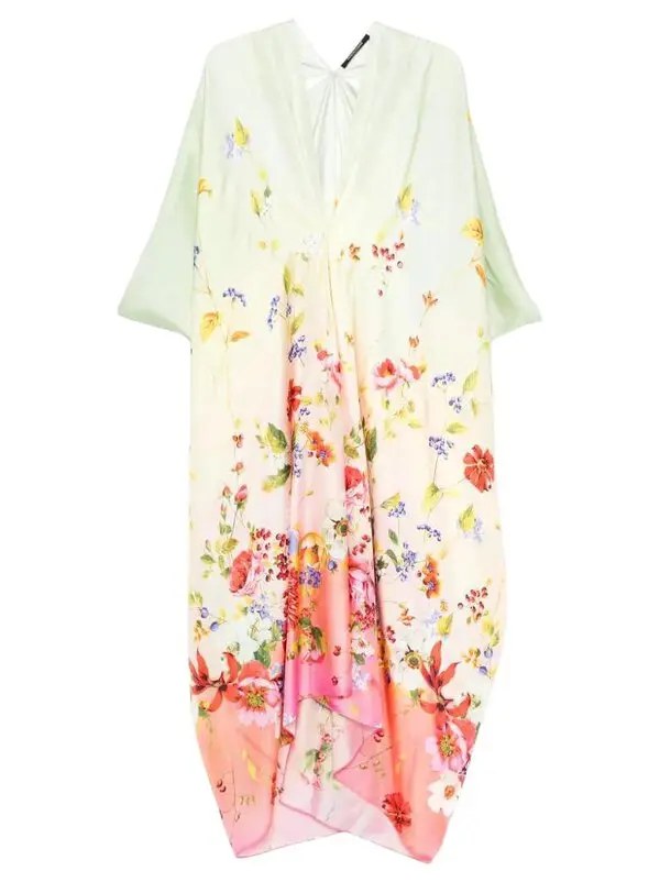 Roberto Cavalli Floral V-neck Kaftan - Neutrals