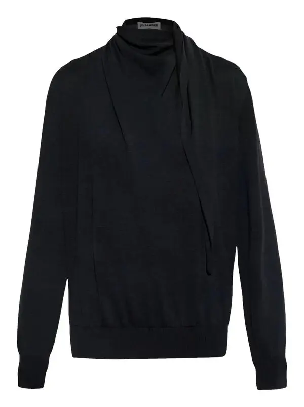 JIL SANDER Roll-neck Draped Sweater - Black