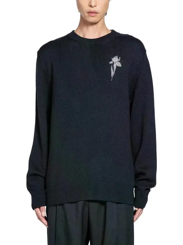 Givenchy Crystal Flower Wool Sweater - Black