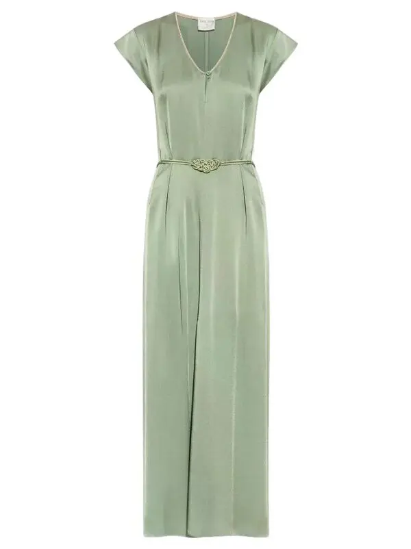 FORTE_FORTE V-neck Belted Dress - Green