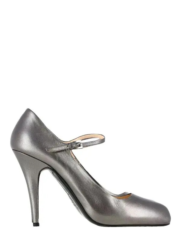 Prada Mary Jane Leather Pumps - Silver