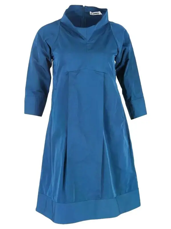 JIL SANDER High-collared Sleeved Dress - Blue
