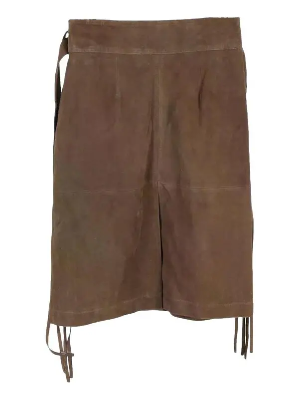 Vanessa Bruno Slit Suede Skirt - Brown