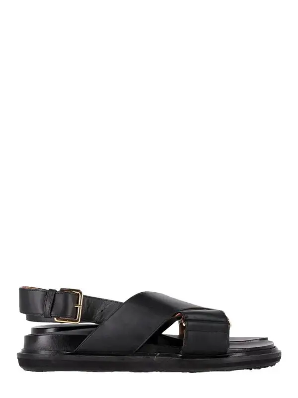 Marni Fussbett Criss-cross Leather Sandals - Black