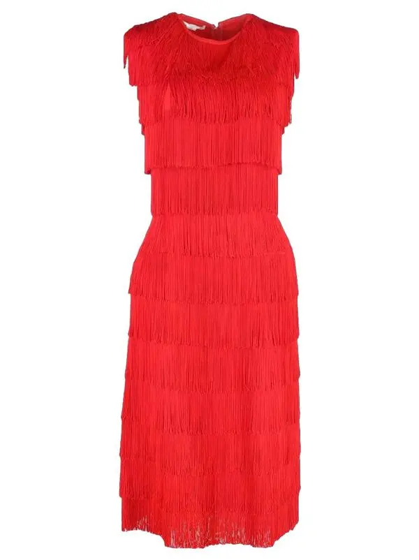 Stella McCartney Emma Fringed Midi Dress - Red