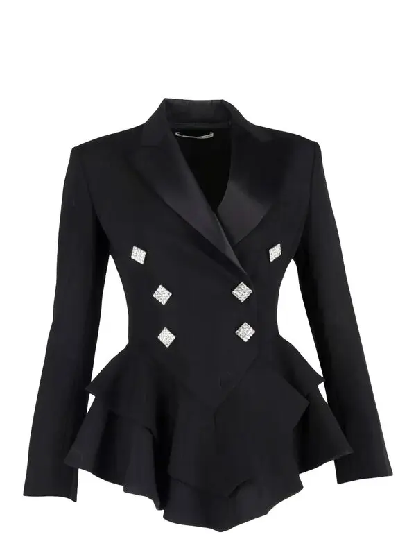 Alessandra Rich Embellished Peplum Jacket - Black