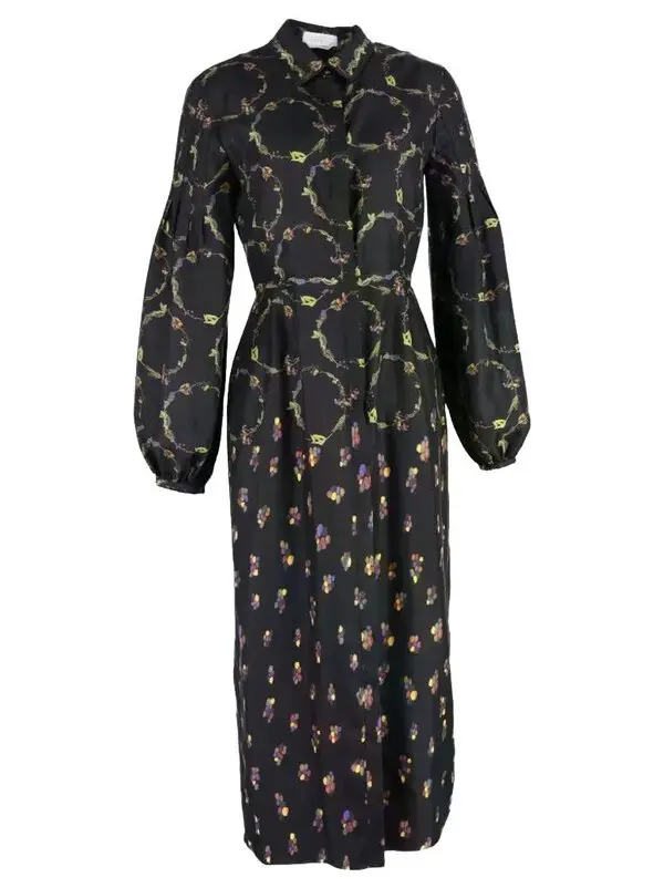 Gabriela Hearst Floral-print Blouson-sleeve Maxi Dress - Black