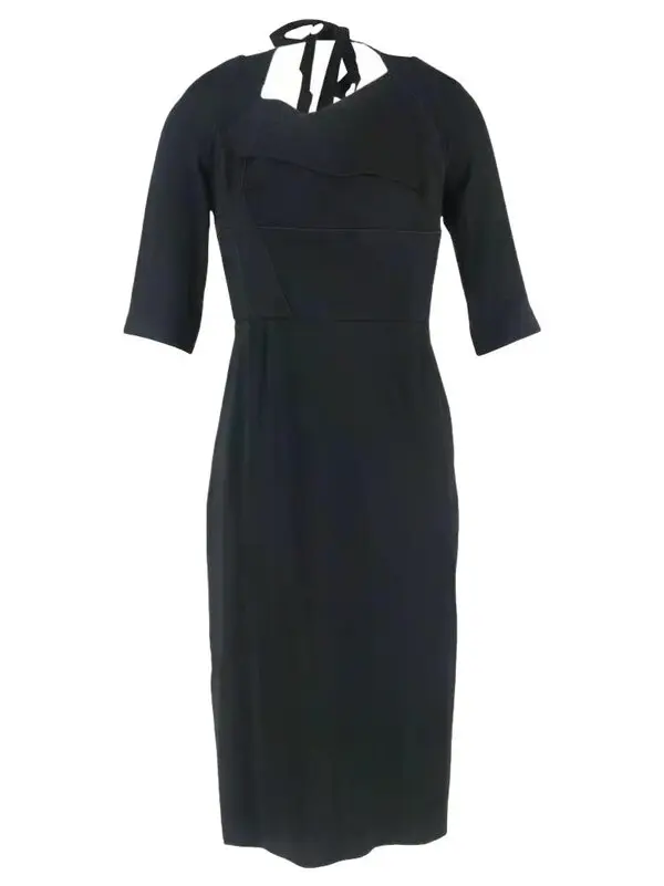 Roland Mouret Panelled Tie-neck Midi Dress - Black