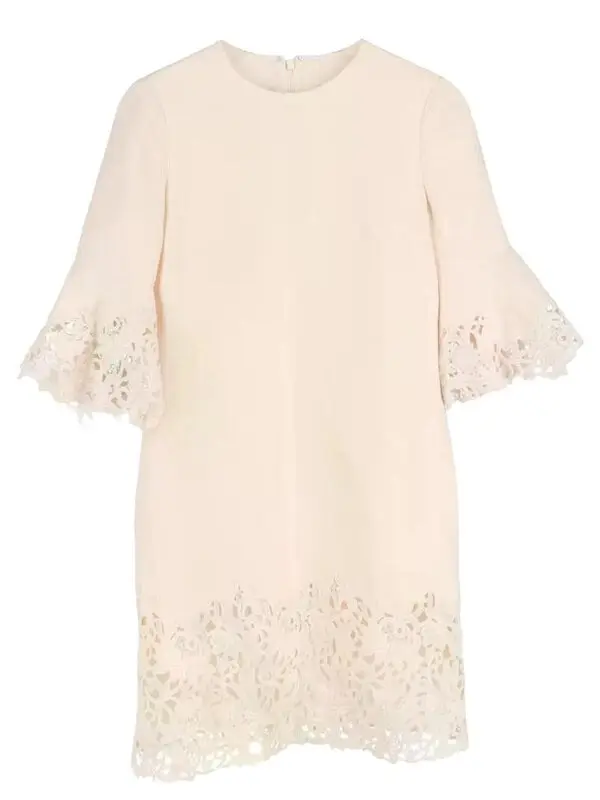 Valentino Garavani Lace-detail Paneled Midi Dress - Neutrals