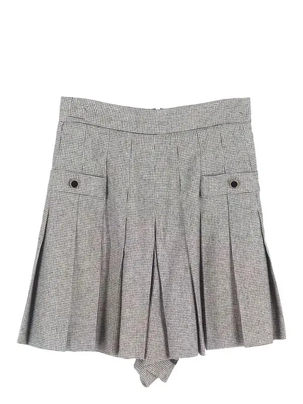 Sandro Houndstooth Pleated Shorts - Grey