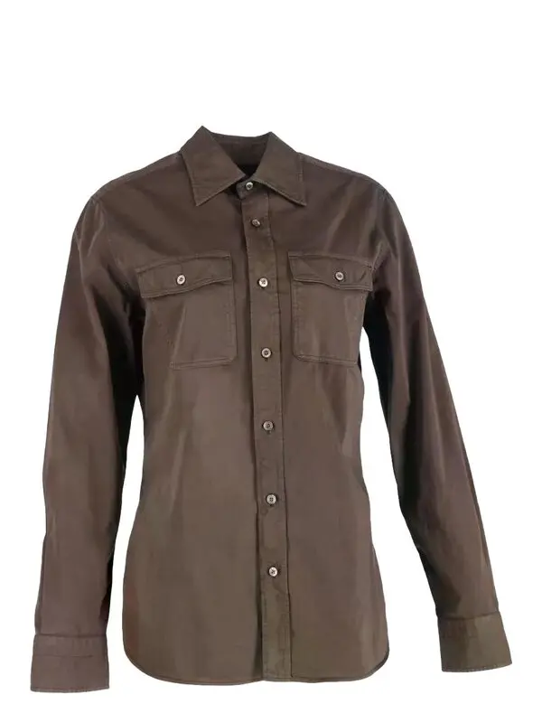 TOM FORD Twill Buttoned Shirt - Brown