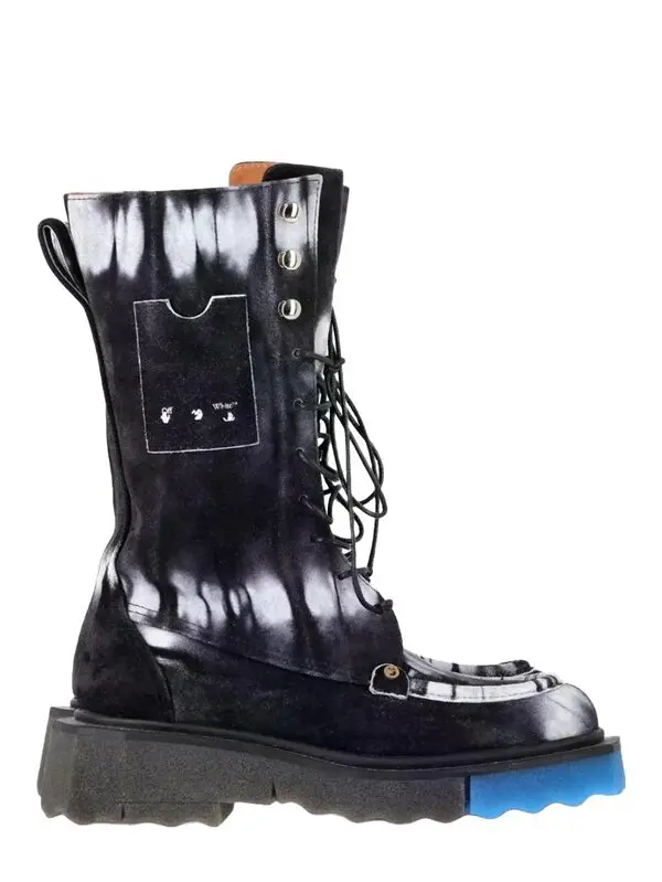 Off-White Tie-dye Combat Boots - Black