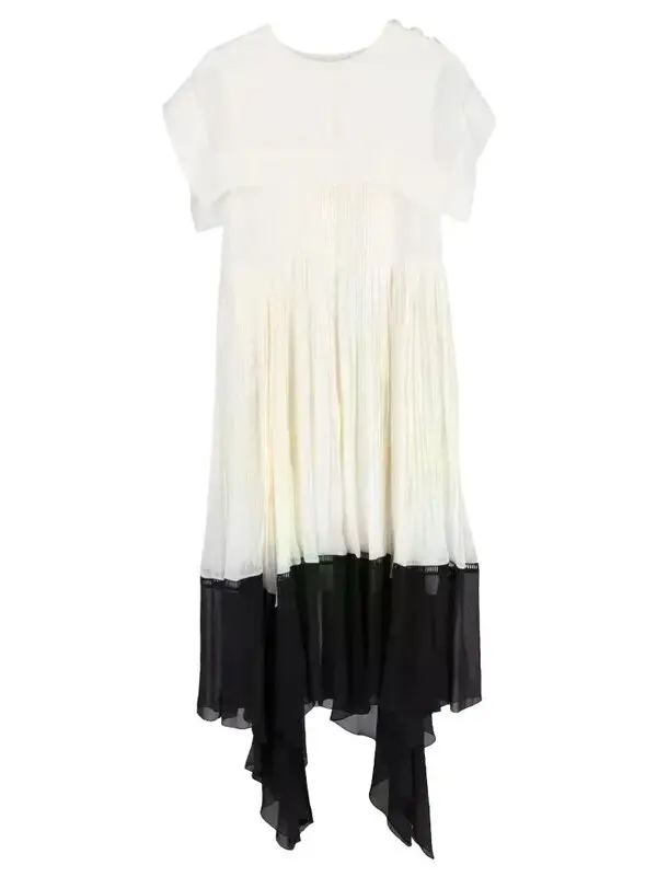 Chloé Square-collar Pleated Midi Dress - White