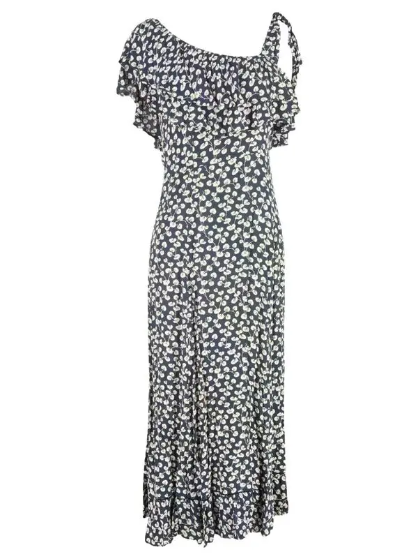 GANNI Floral-print Maxi Dress - Blue
