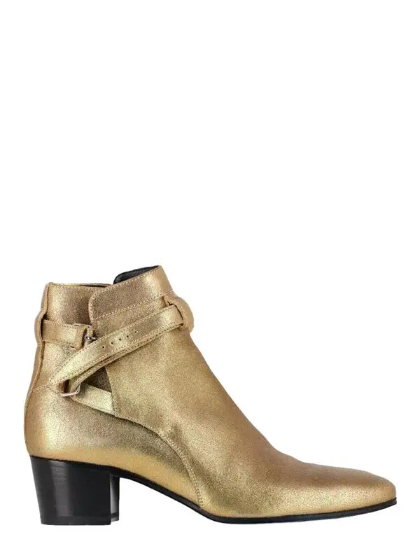 Saint Laurent Buckle-strap Ankle Boots - Gold