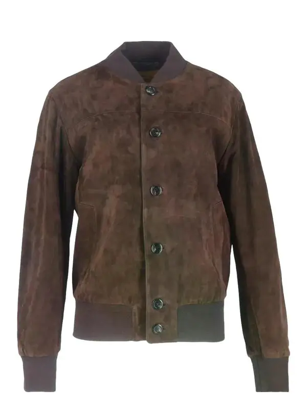 TOD'S Vintage Suede Bomber Jacket - Brown