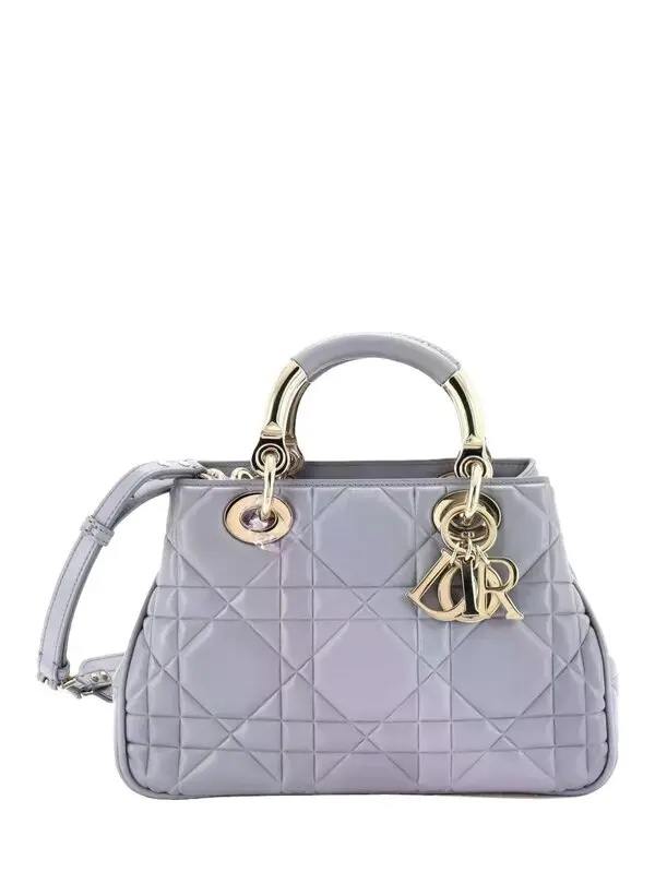 Dior Lady 95.22 Small Crossbody Bag With Cannage Embossed Leather - Grey