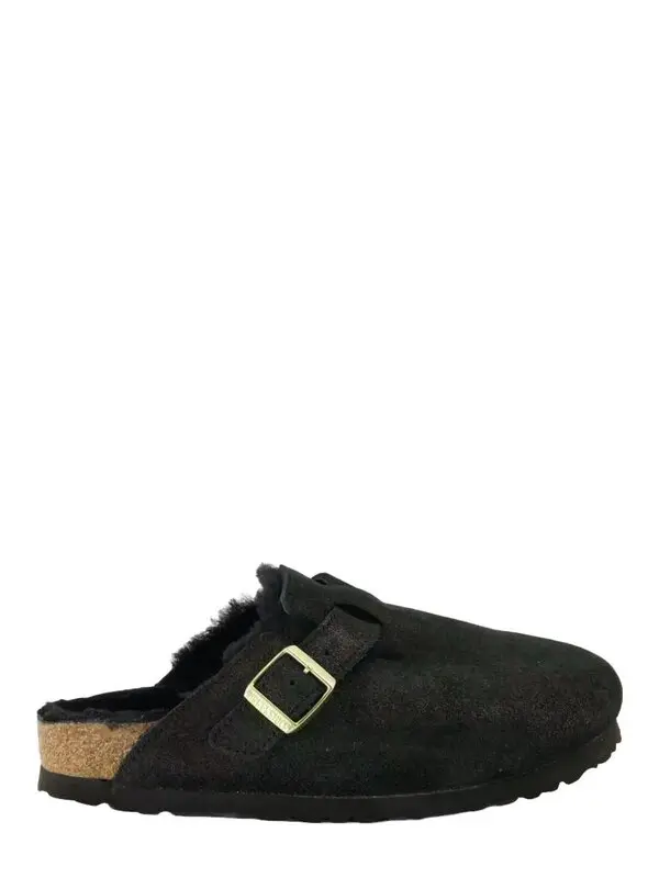 BIRKENSTOCK Boston Shimmering Buckle Mules - Black