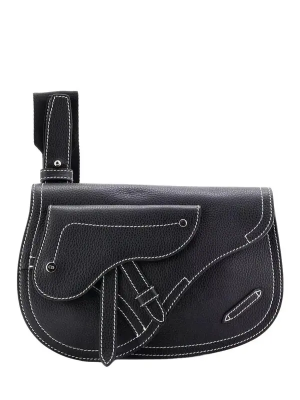 Dior Saddle Messenger Pouch Leather Crossbody Bag - Black