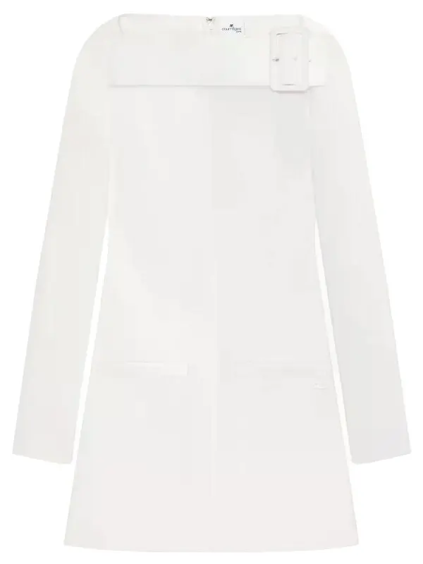 COURREGES Buckle Long-sleeves Mini Dress - White