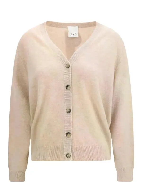 ALLUDE Button V-neck Cardigan - Neutrals