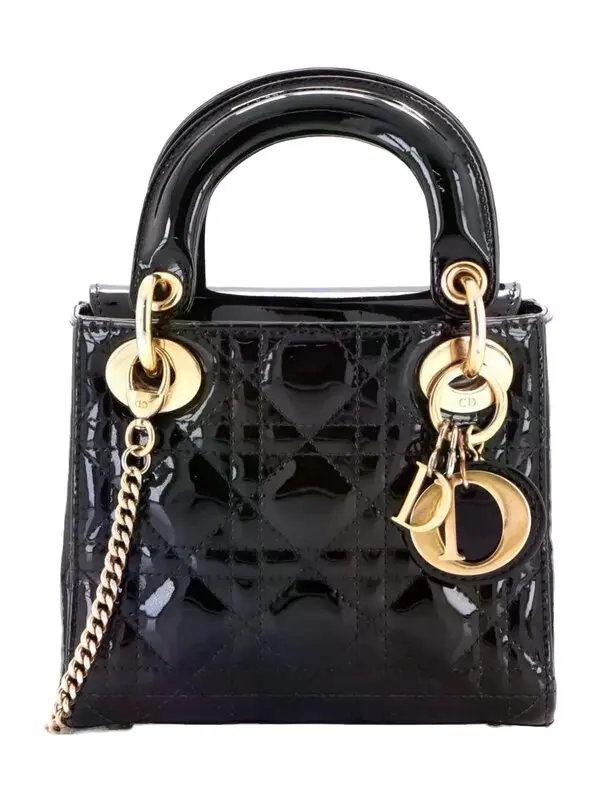 Dior Lady Cannage Quilt Mini Satchel - Black