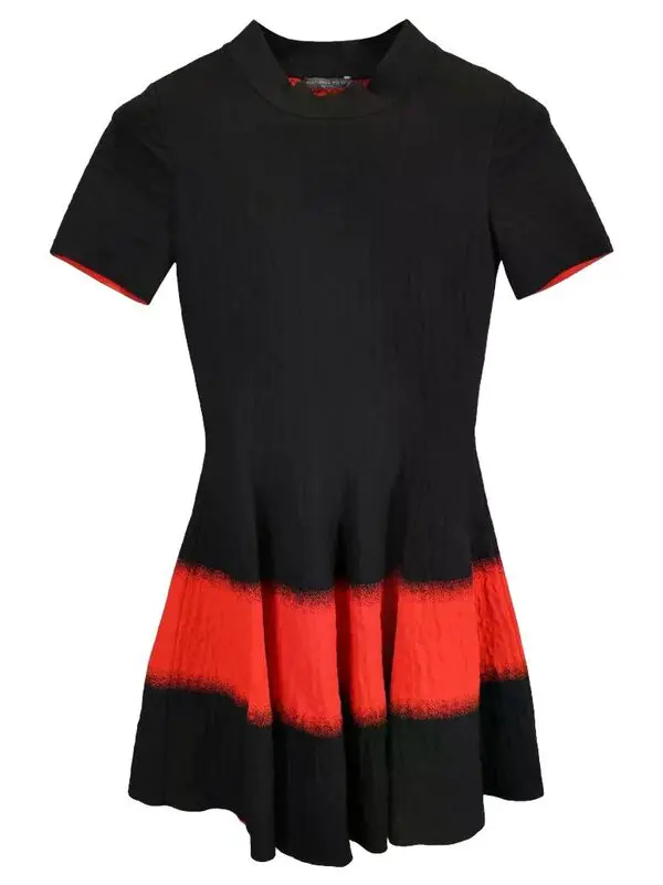 Alexander McQueen Stripe-detail Mock-neck Dress - Black