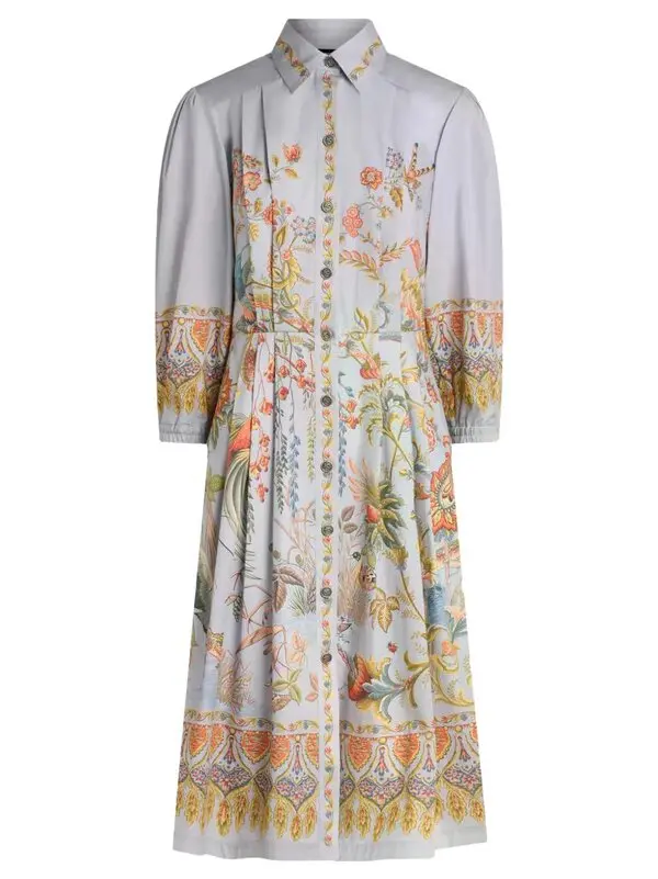 Etro Floral-print Shirt Dress - Grey