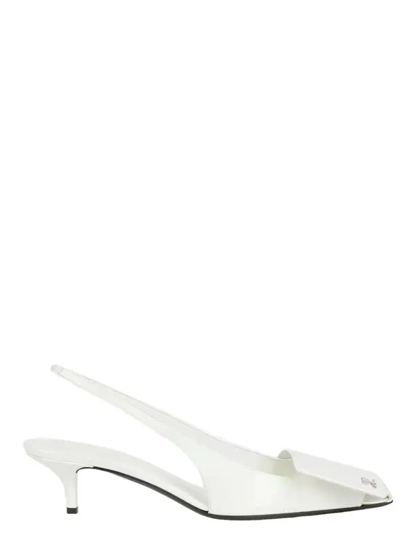 COURREGES 45mm Logo-plaque Slingback Pumps - White