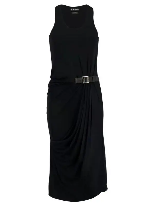 TOM FORD Belted Midi Dress - Black