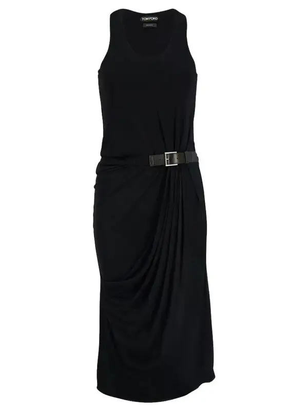 TOM FORD Belted Midi Dress - Black