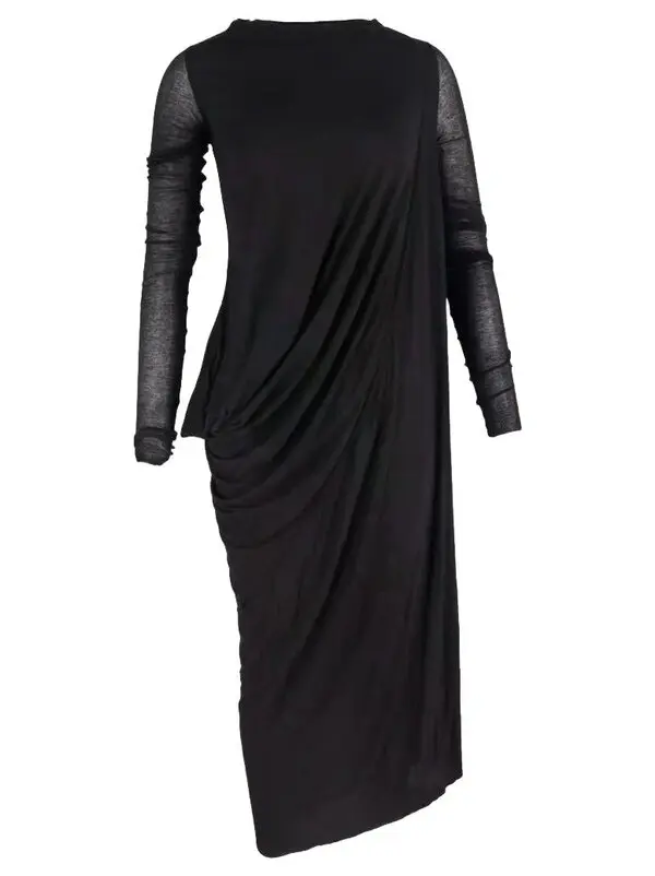 Rick Owens Draped Long-sleeve Midi Dress - Black