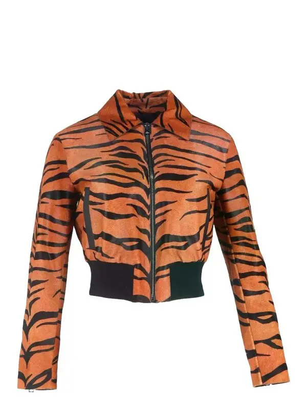 Dior Tiger-print Cropped Bomber Jacket - Orange