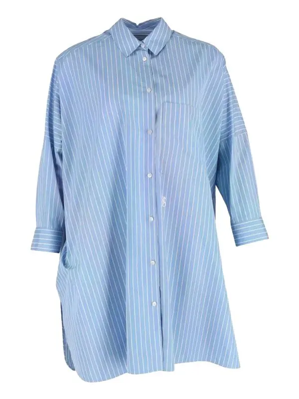 JIL SANDER Striped Dropped-shoulder Shirt - Blue