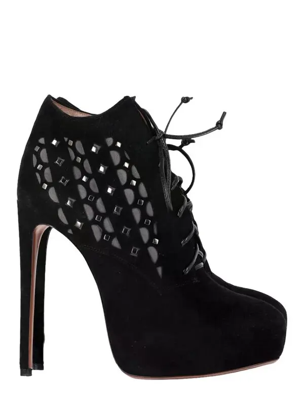 Alaïa Laser-cut Lace-up Platform Booties - Black
