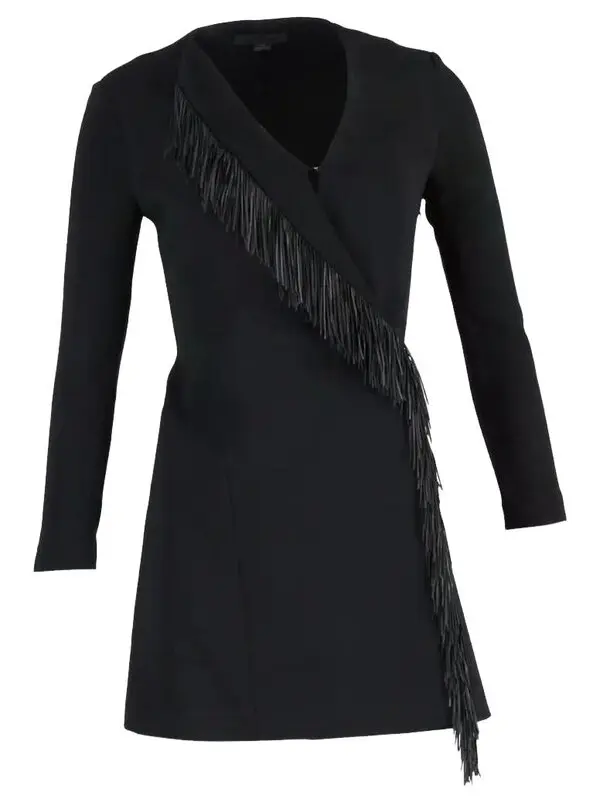 ALEXANDER WANG Fringed Wrap Mini Dress - Black