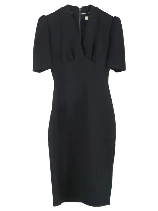 Burberry V-neck Short-sleeve Midi Dress - Black