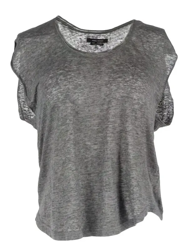 ISABEL MARANT VINTAGE Draped Linen T-shirt - Grey