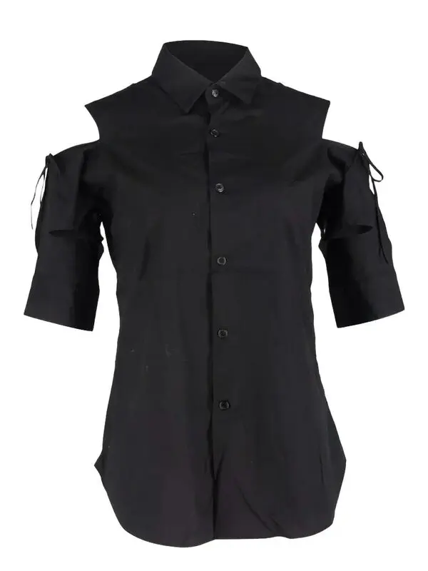 Yohji Yamamoto Asymmetric-shoulder Buttoned Shirt - Black