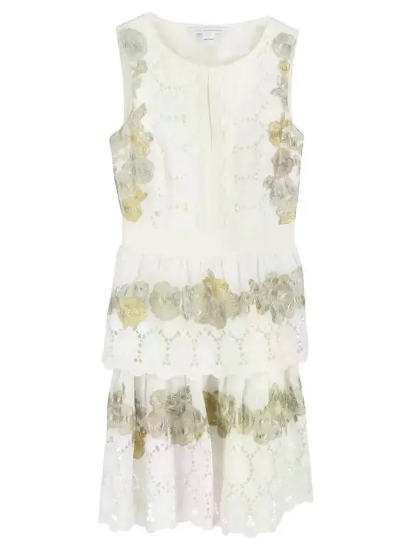 Diane Von Furstenberg Floral-embroidered Mini Dress - White