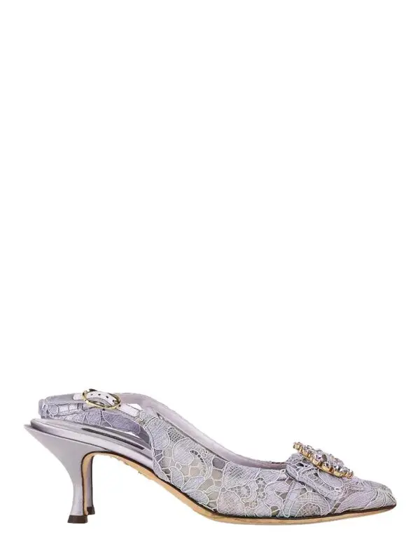 Dolce & Gabbana Crystal-embellished Lace Slingback Pumps - Purple
