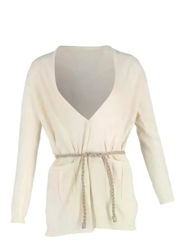 Brunello Cucinelli Belted Cardigan - White