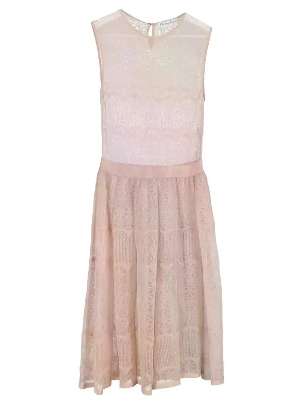 Dior Lace Flared Midi Dress - Pink