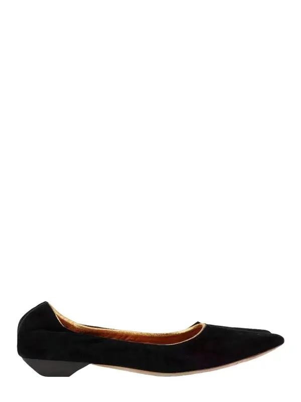 LANVIN Pointed Suede Flat Pumps - Black