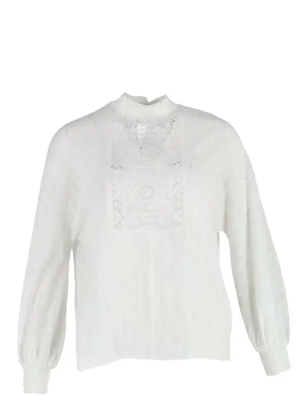 Maje Smocked Lace Top - White